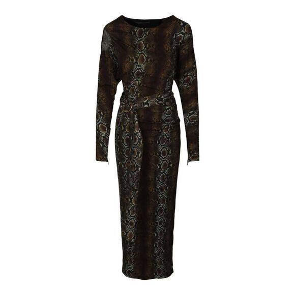 Versace | Dresses | Versace Snake Printed Long Sleeve Dress Multi ...